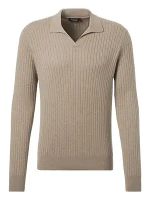 Loro Piana Ribbed-knit Cashmere Polo Sweater - Beige