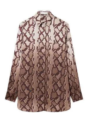 Stella McCartney Snake Print Oversized Shirt - Brown