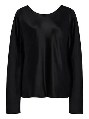 LESET Barb Lace-trimmed Satin Blouse - Black