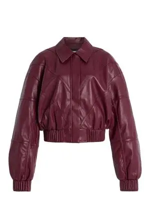 ROTATE BY BIRGER CHRISTENSEN Faux Leather Bomber Jacket - Burgundy