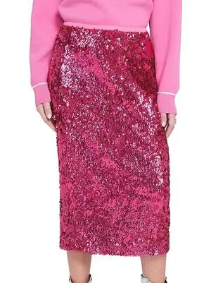 ELLE COLLECTION Sequin Midi Skirt - Pink
