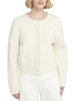 ELLE COLLECTION Beaded Cardigan - White