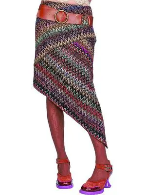 Anna Sui Bargello Asymmetrical Skirt - Multi
