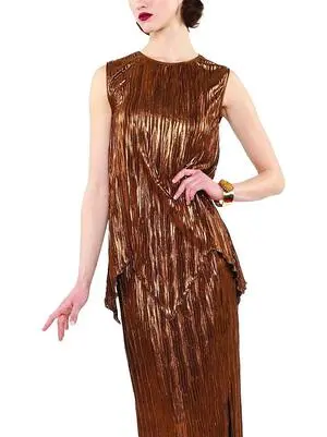 Anna Sui Fortuny Pleats Sleeveless Top - Bronze