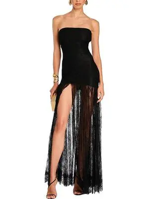 Retrofete Jeanette Lace Strapless Maxi Dress - Black