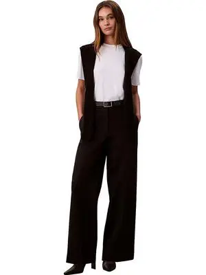 Calvin Klein Cotton Stretch Wide Leg Chino Pants - Black