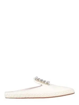 ROGER VIVIER Ivory Leather Mules With Rhinestone Embellishments - White
