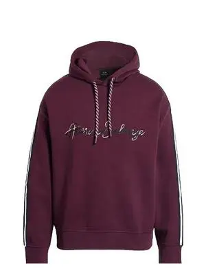 Armani Exchange Hooded Sweatshirt With Logo And Side Stripes - Purple