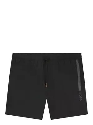 BOSS Side-stripe Swim Shorts - Black