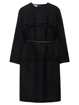 Prada Button-detailed Wool Midi Dress - Black
