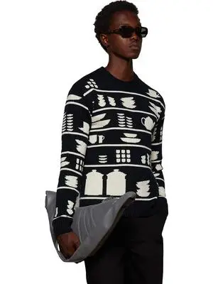 JW Anderson Crockery Jacquard Jumper - Black And White