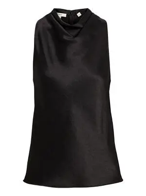 Vince Draped Satin Top - Black