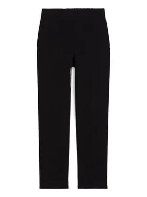 Vince Cropped Velvet-trimmed Crepe Straight-leg Pants - Black