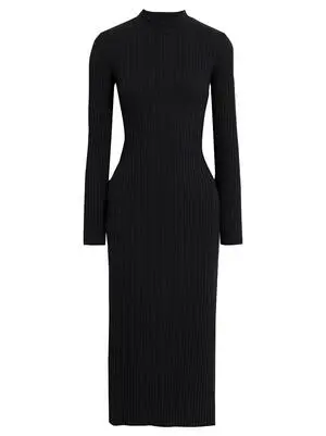 Vince Ribbed Cotton-blend Midi Dress - Black