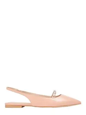 STUART WEITZMAN Faux Pearl-embellished Leather Slingback Flats - Blush