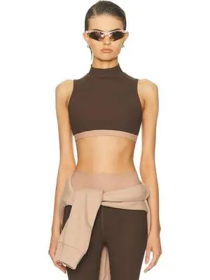 Year Of Ours Ribbed Contrast Bodhi Bra In Brown - Dark Oak & Taupe