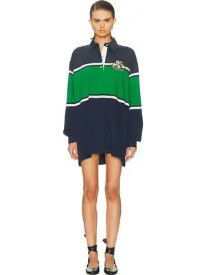 Acne Studios Eatone Rugby Shirt Dress - Navy & Green