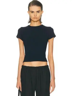 Sablyn Yael Cropped Baby Tee - Midnight Navy