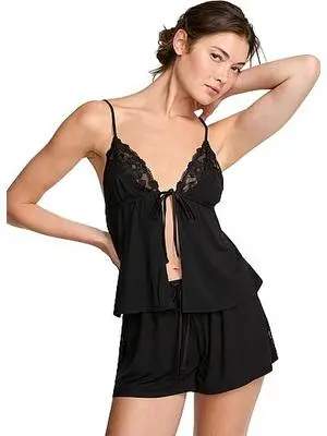 Victoria's Secret Modal Soft Lace-trim Flyaway Cami Set - Black