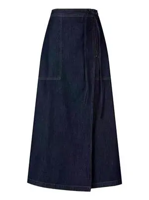 STUDIO TOMBOY Contrast-stitching Cotton Maxi Skirt - Blue