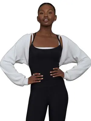 Carbon38 Long Sleeve French Terry Shrug - White