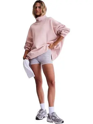 Free People A Cut Above Mock Neck Pullover Sweatshirt - Ballet Slipper