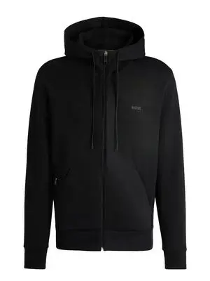 BOSS Zip-up Relaxed Fit Hoodie - Black