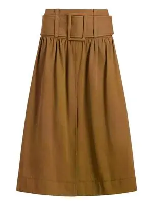 Patou Belted Gathered A-line Skirt - Brown