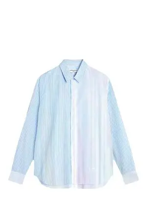 Maison Kitsuné Striped Embroidered Shirt - Blue