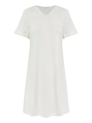 Hanro Ruffle-sleeve V-neck Nightdress - White