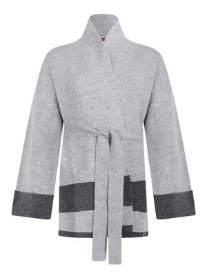 Max Mara Belted Wool-cashmere Cardigan - Grey