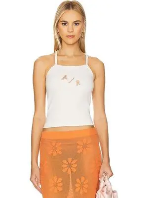 ASTA RESORT Delilah Hand Beaded Tank - White & Peach