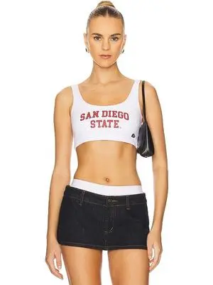HYPE AND VICE San Diego State Crop Tank Top - White