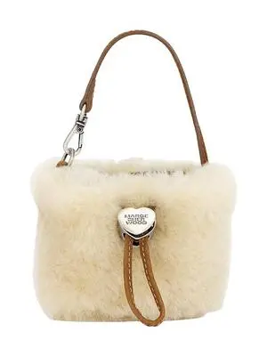 MARGESHERWOOD Shearling Drawstring Pouch - Beige & Chestnut