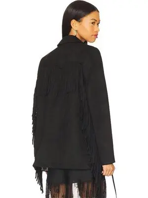 Show Me Your Mumu Sierra Fringe Jacket - Black Faux Suede