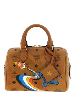 Mcm Ella Boston Rocket-print Monogram Tote - Brown