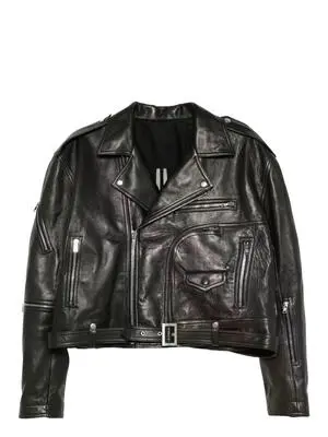 Rick Owens Belted Leather Jacket - Black