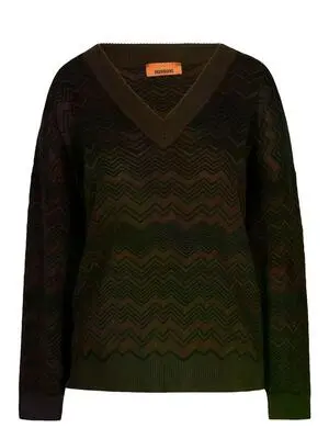 Missoni Chevron-pattern V-neck Sweater - Brown