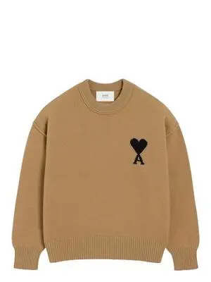 Ami Ami De Coeur Crewneck Sweater Camel/black