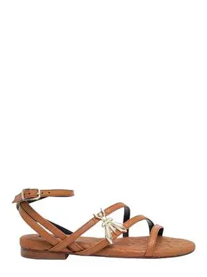 Patrizia Pepe Criss-Cross Flat Sandals Brown