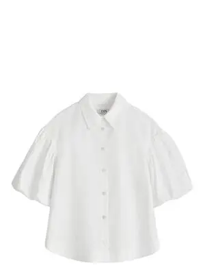 Cos Puff-sleeve Cotton Shirt - White