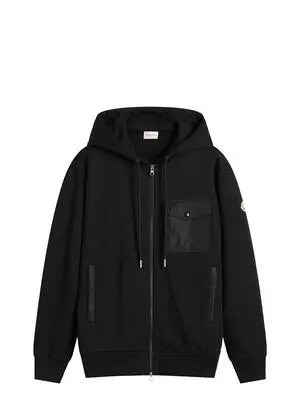 Moncler Zip Through Patch Hoodie - Black