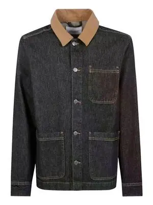 LES DEUX Contrast-collar Denim Shirt Jacket - Black