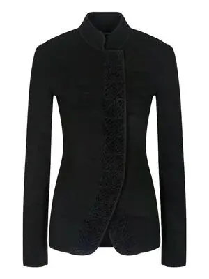 Giorgio Armani Ribbed High-neck Jacket - Black