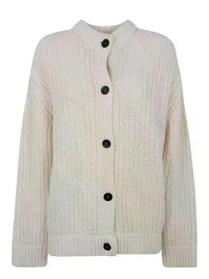 SEMICOUTURE Amalia Ribbed Wool Cardigan - Neutrals