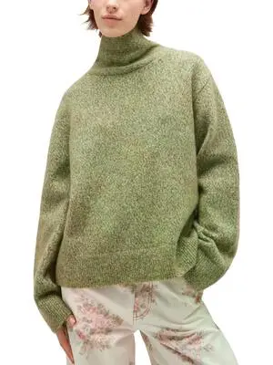 GANNI Brushed Pullover With Open Back - Green