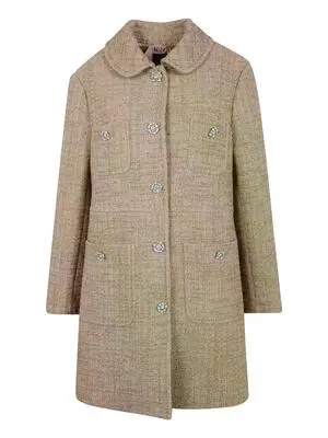 N°21 Embellished Tweed Coat - Neutrals
