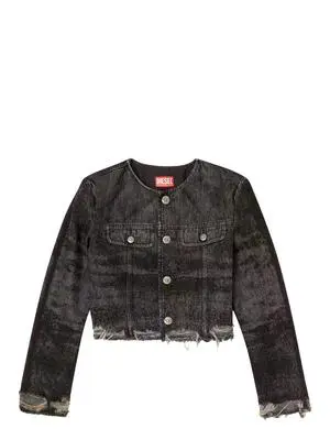DIESEL Frayed-hem Denim Jacket - Grey