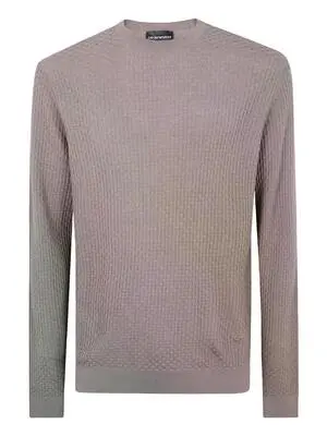 Emporio Armani Textured Long Sleeve Sweater - Purple