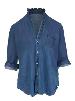 Frank & Eileen Ruffled Denim Shirt - Blue